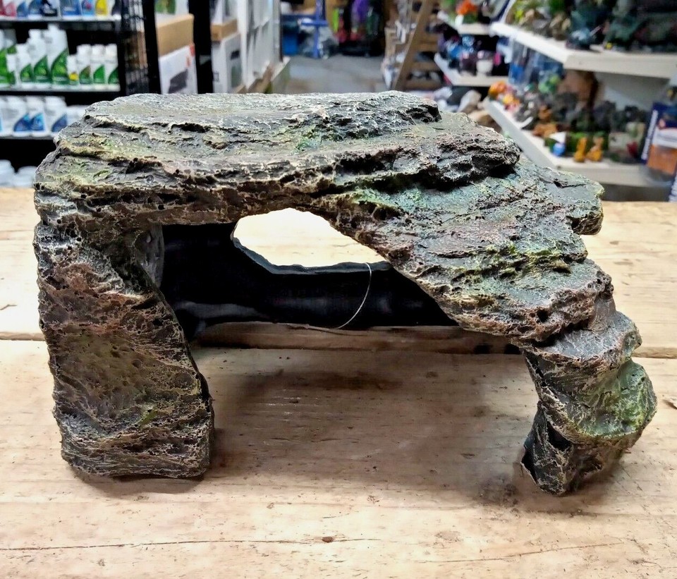 Grey Natural Moss Stone Effect Fish Tank Cave Arch Hideaway Aquarium ...