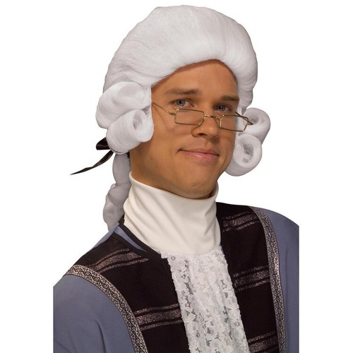Colonial Wig Men's White 18th Century Style Ponytail Synthetic Hair ...