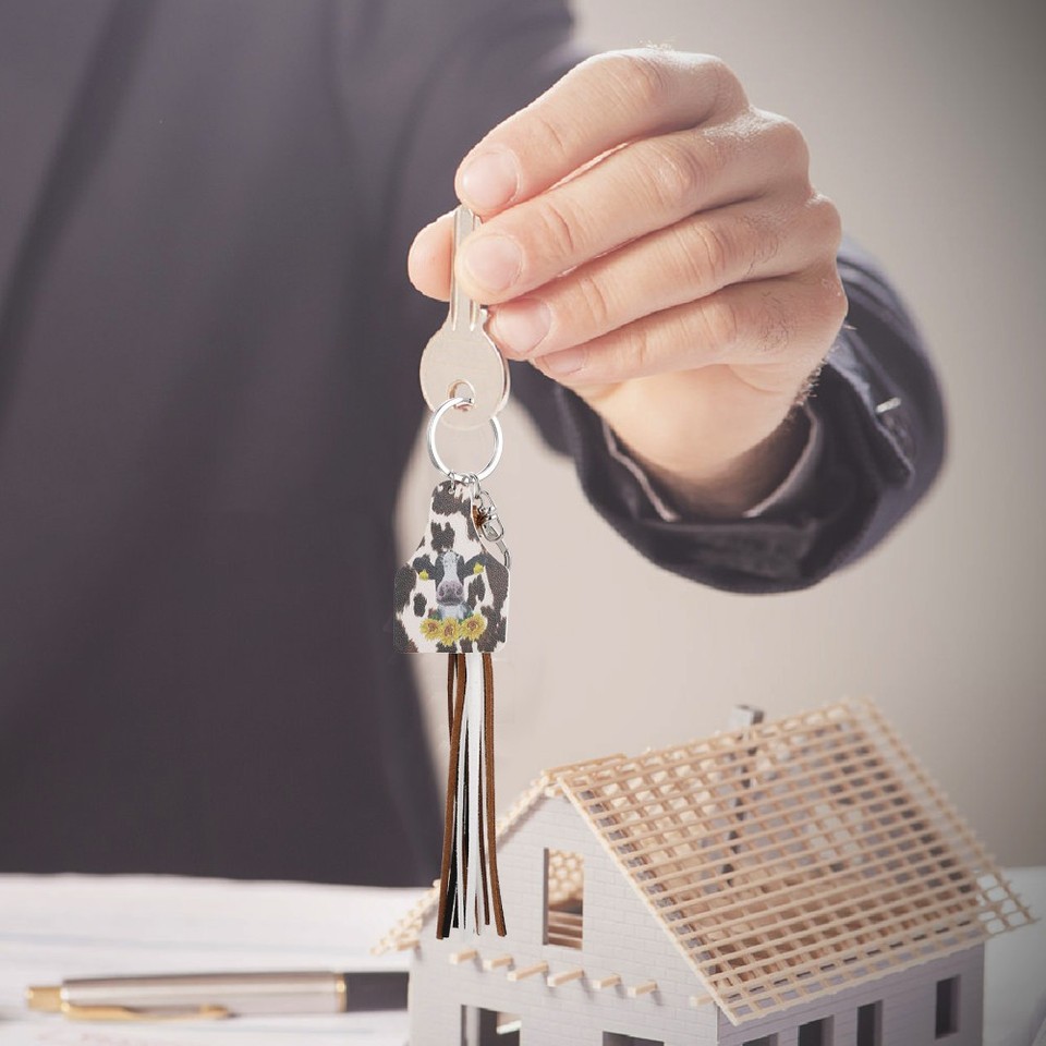 Metal Key Chain Cow Pattern Keychain Leopard Prints Key Chain with ...