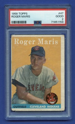 1958 ROGER MARIS ROOKIE PSA 2 GD TOPPS LOW GRADE CLASSIC INDIANS ...