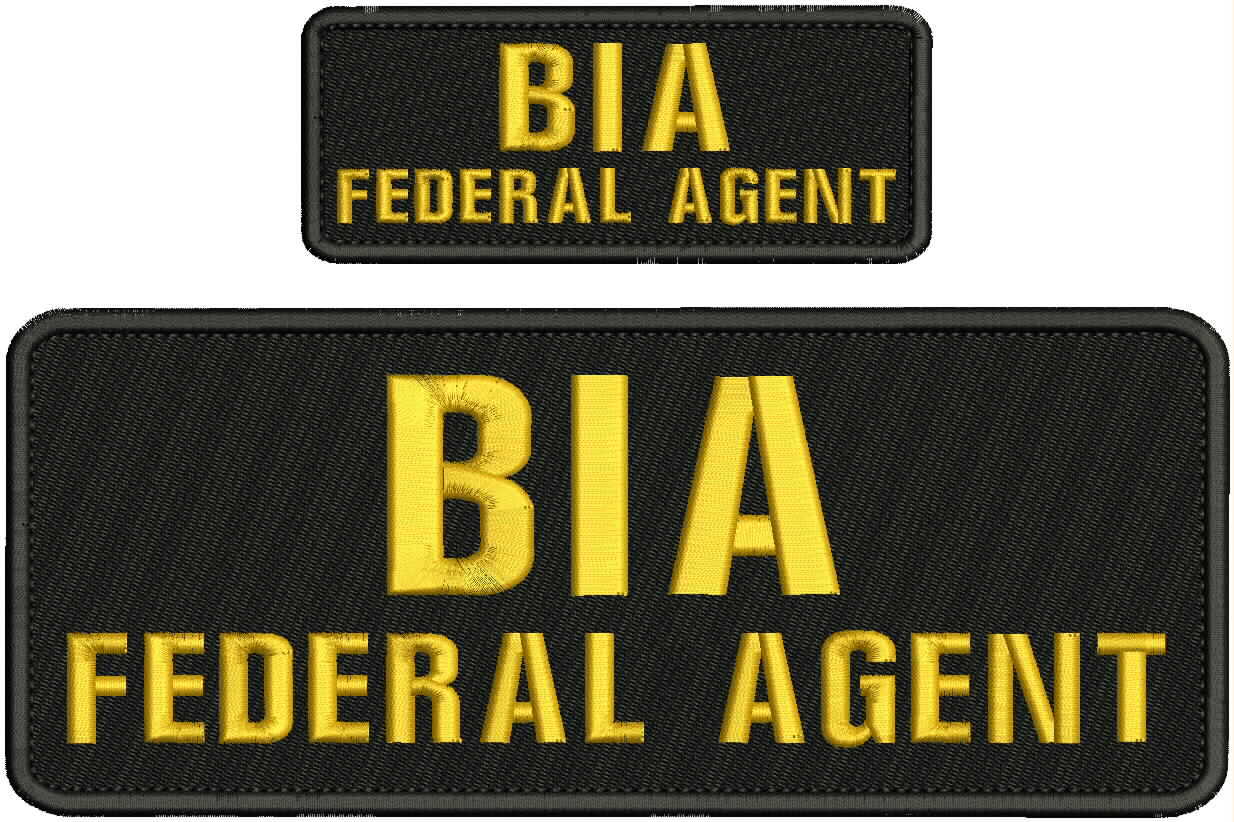 BIA F AGENT EMBROIDERY PATCH 4X10 AND 2X5 HOOK ON BACK BLK/GOLD | eBay