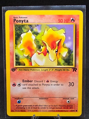 Pokemon TCG Ponyta 64/82 Team Rocket 1st Edition Vintage WoTC Common NM ...