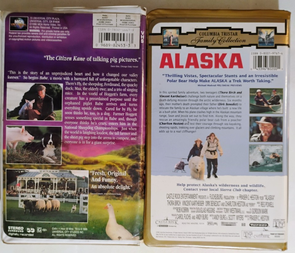 11 VHS lot Family/Kids Action-Adventure Movies Babe Free Willy Power ...