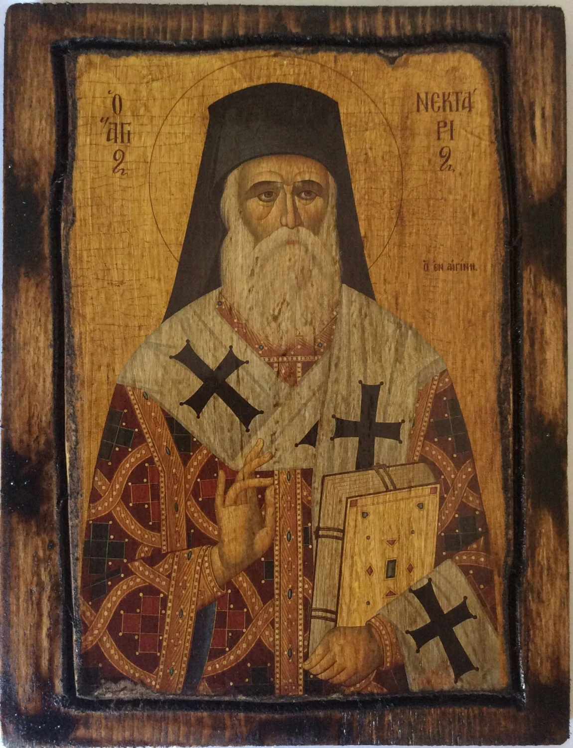 Saint St. Nectarius / Nektarios - Orthodox Byzantine icon on wood ...