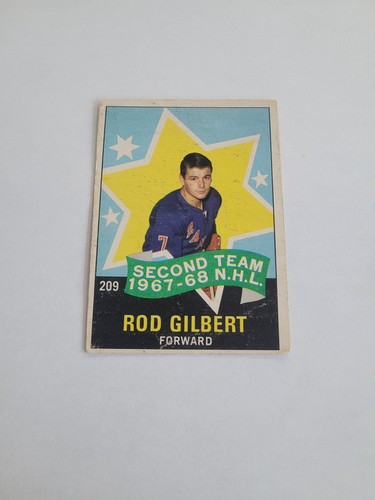 1968-69 O-Pee-Chee Rod Gilbert All-Star #209 Good Vintage Hockey Card ...