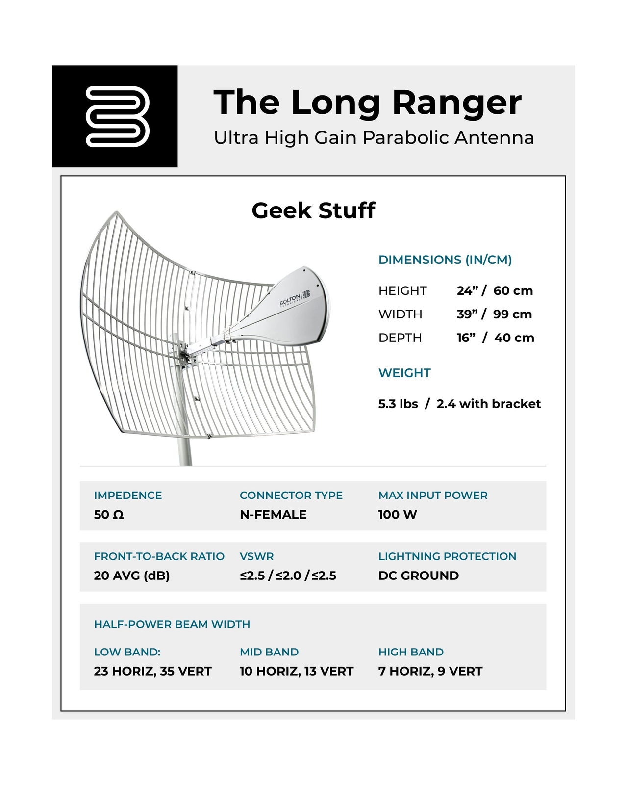 Bolton Technical Long Ranger Antenna | New Parabolic - Over 20 Miles ...