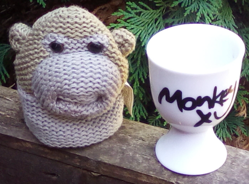 Official Tetley tea knitted monkey egg cover and ceramic egg cup | eBay