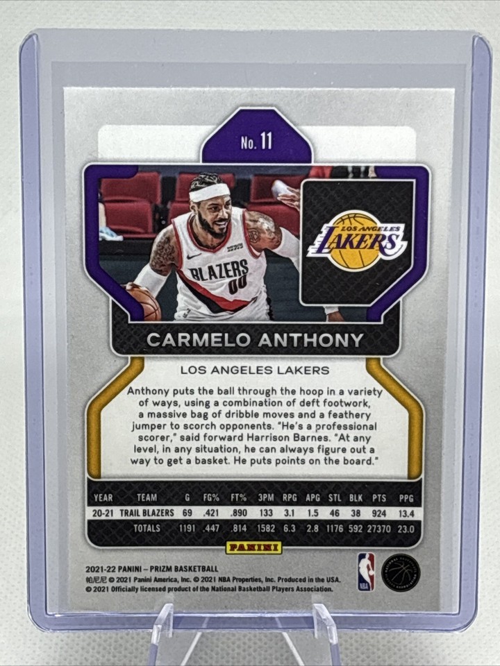 2021-22 Panini Prizm #11 Carmelo Anthony Foil NBA FHOF NM+ | eBay