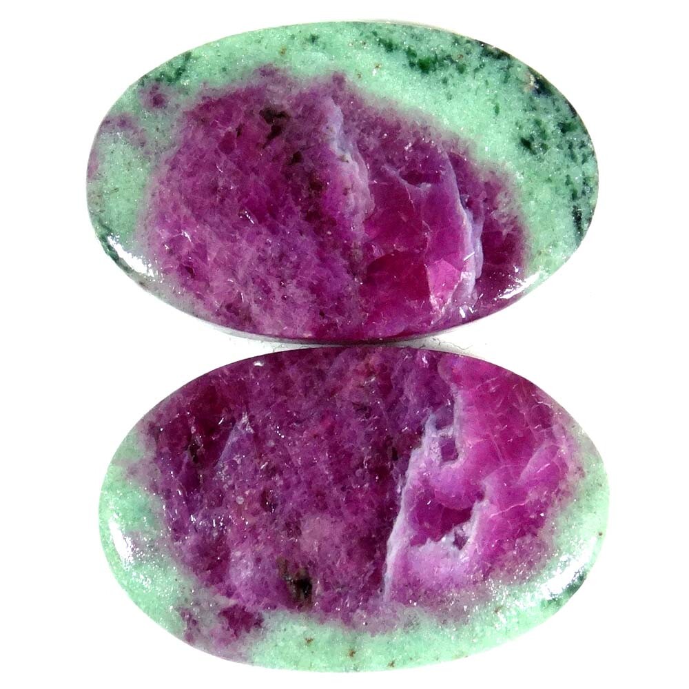 29.85Cts. 15X23X3mm 100% Natural Ruby In Zoisite Oval Cab Matched Pair ...