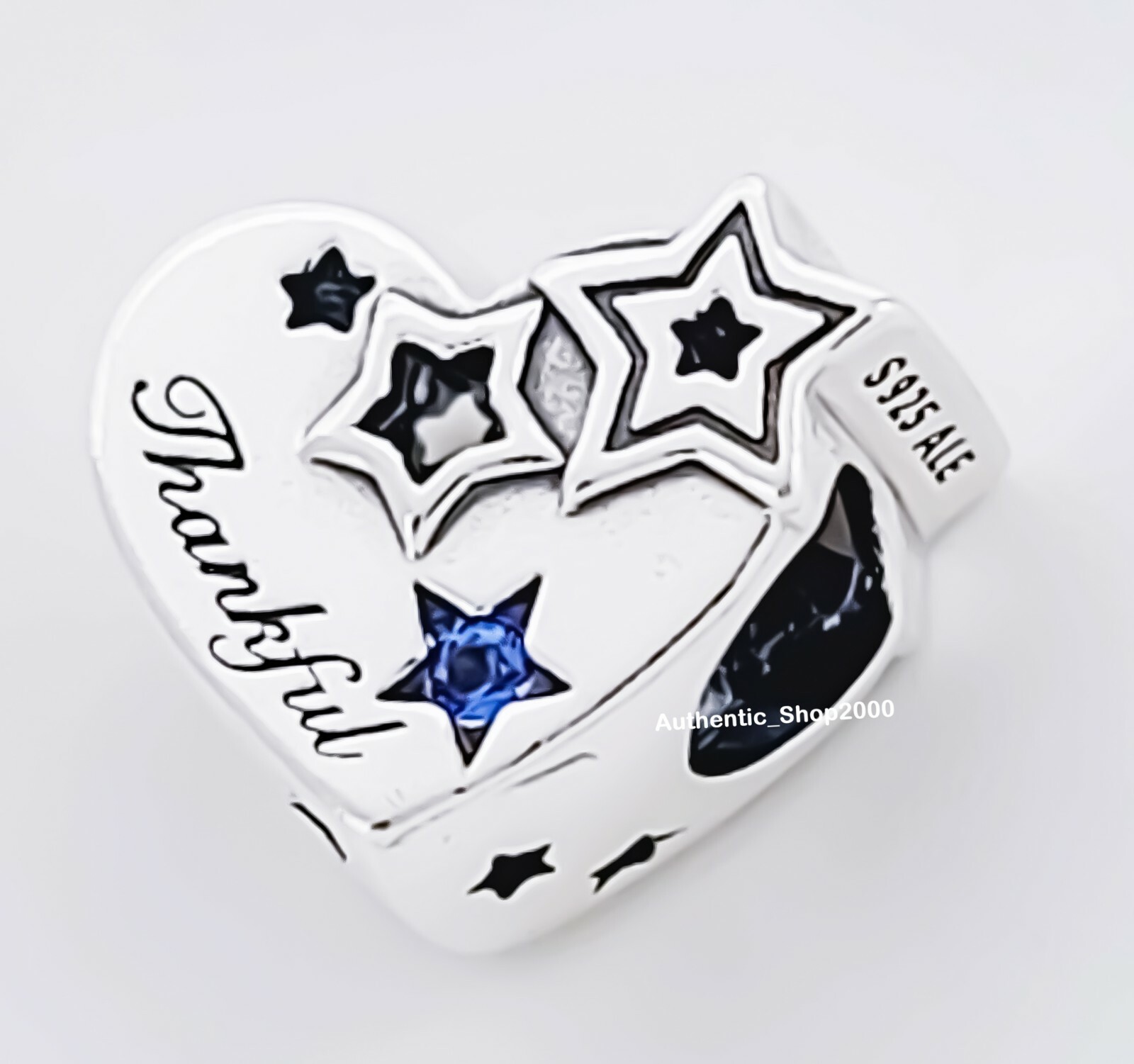 Authentic PANDORA Silver Charm Thankful Heart and Stars #799527c01 for ...