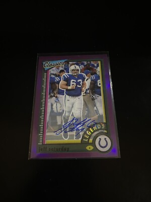 2022 PANINI CLASSICS FB LEGENDS JEFF SATURDAY AUTO PURPLE REF /20 COLTS ...