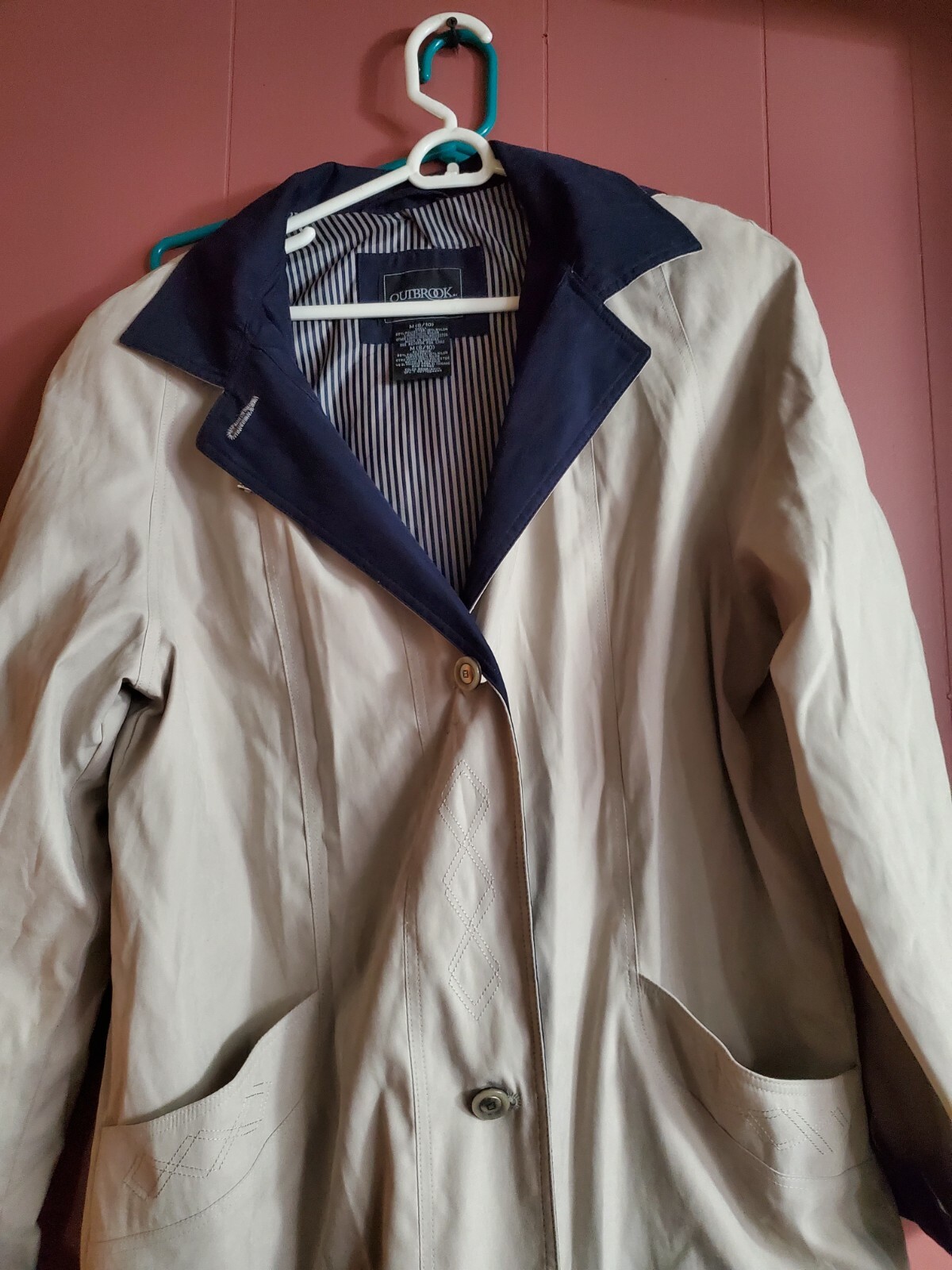 Outbrook Women's Medium Tan/Navy Water Resistant Hooded Coat/Jacket | eBay