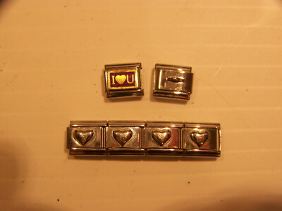 CHARMED EXPRESSIONS BRACELET LINKS (4) HEARTS, PASCINI CHARM HOLDER & I ...