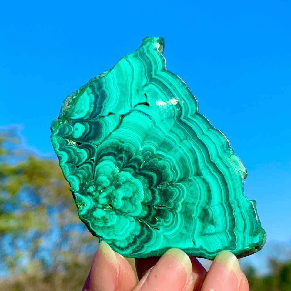 51G Natural glossy Malachite transparent cluster rough mineral sample ...
