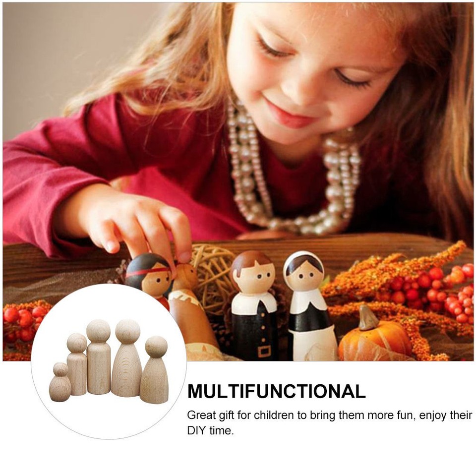 5 Pcs Doll Figure Wood Figurines Dolls Blank DIY Painting Puppet | eBay ...