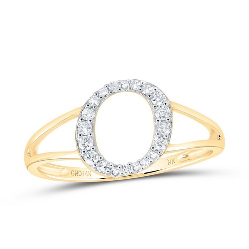 Diamond Initial Letter O Ring 10k Yellow Gold | eBay