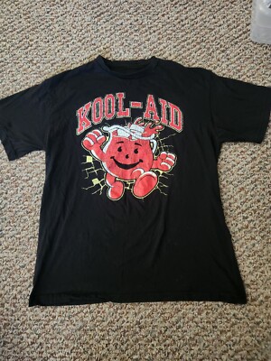 Kool-Aid T-Shirt Black Logo Crew Neck Short Sleeve Shirt Men’s Size ...