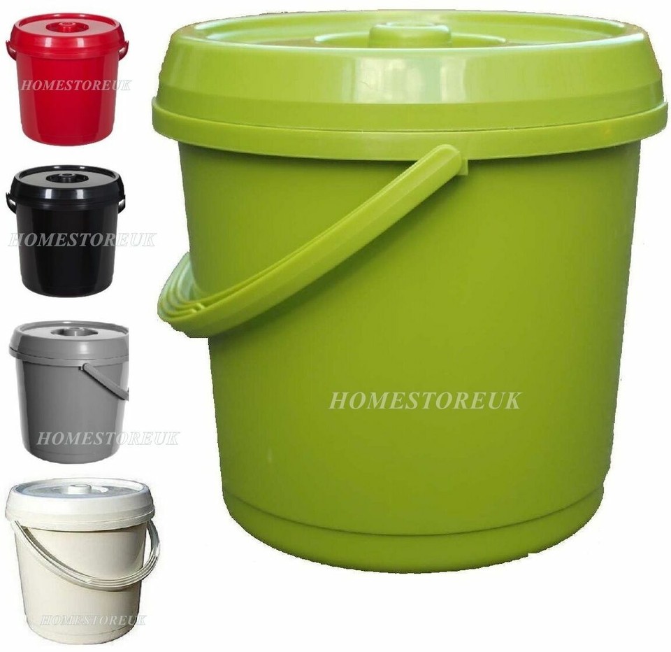 Plastic Bucket With Lid Handle For Food Storage, Baby Nappy Bin 14L ...