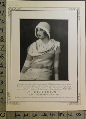 1929 HODSHON HAT FASHION MILLINERY DOROTHY FLOOD ALFRED JOHNSTON FLAP ...