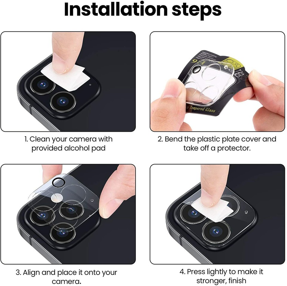 For iPhone 14 13 12 11 Pro Max Tempered Glass Camera Lens Cover Screen ...