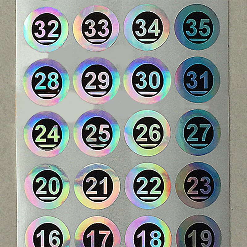 Identification Waterproof Laser Sticker Round Number Sticker 1-40 ...