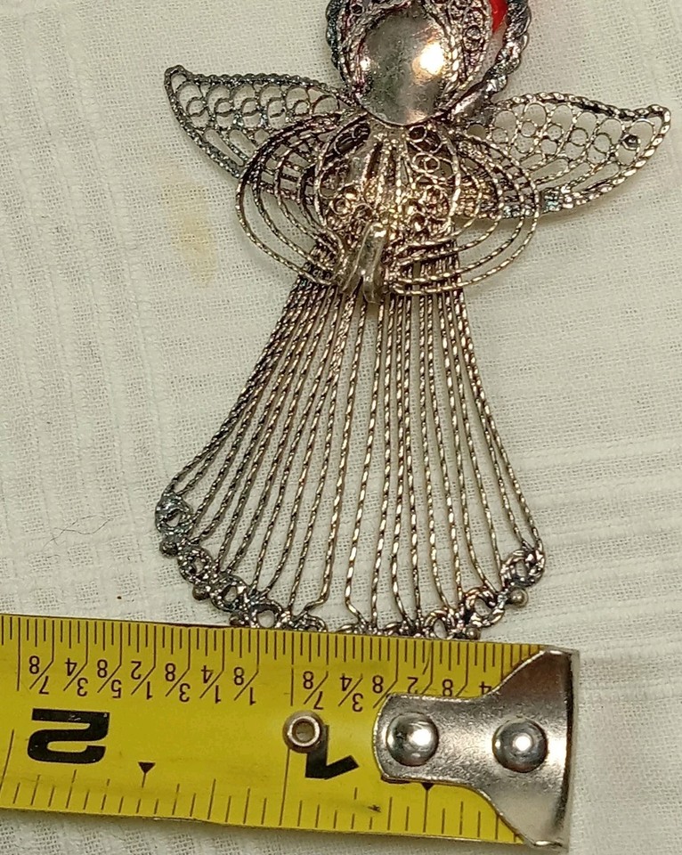 Vintage Filigree Wire Angel Pendant Ornament 3 " Silver Color In Box | eBay