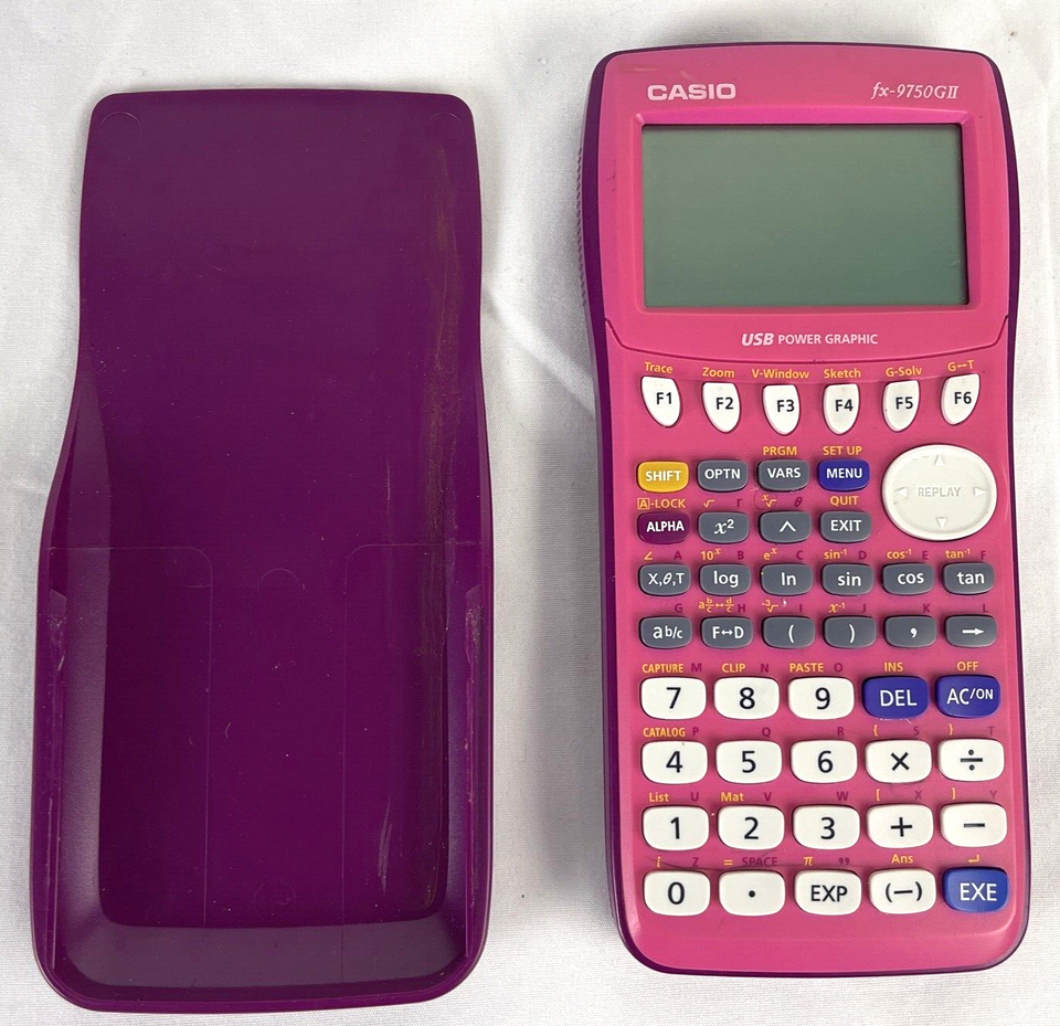 Casio fx-9750 GII Graphing Calculator Pink W/ Slide Cover Tested ...