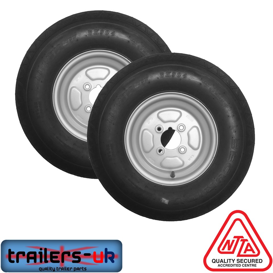 Pair of 500 X 10" Trailer Wheels with High Speed Tyres 4ply - Next Day ...