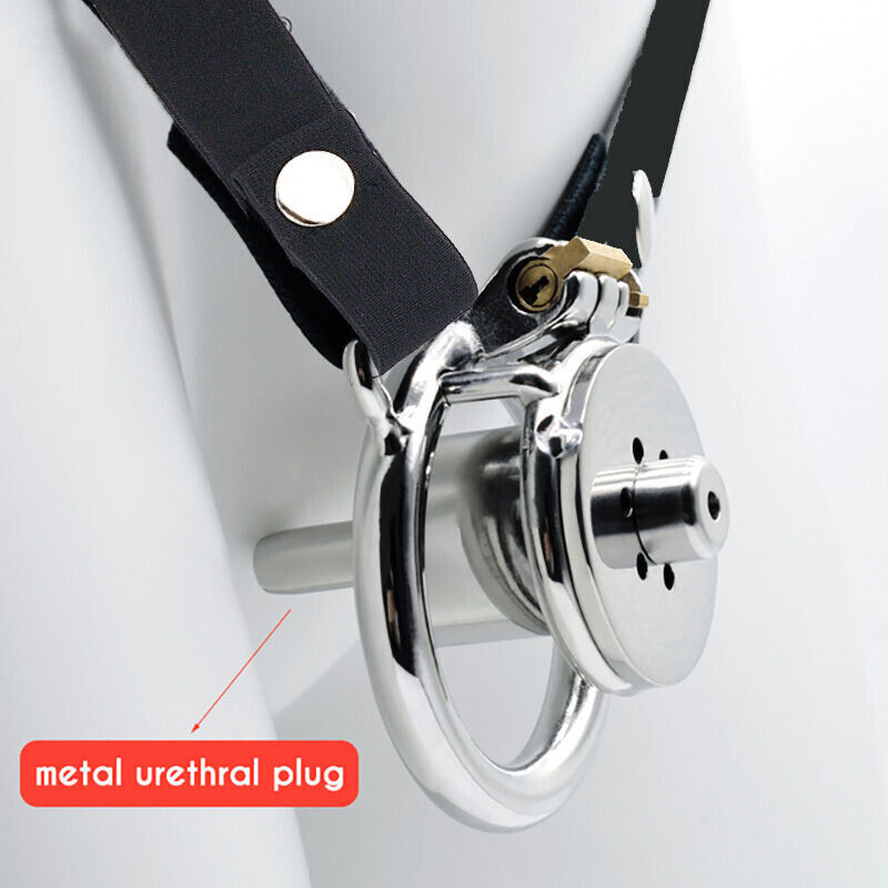 Man Flat Chastity Cage Stainless Steel Device Lockable Cage Urethra ...