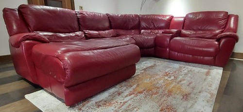Dfs corner sofa Red leather. | eBay UK