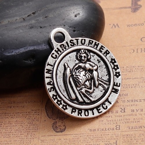 SAINT CRISTOPHER ST. PROTECT pray charm men sterling SILVER 22 ...
