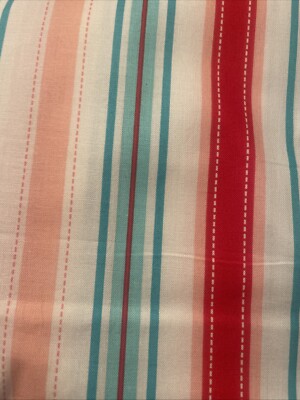FABRIC Riley Blake Sugar And Spice, Pink, Red, Turquoise Stripe, Cotton ...