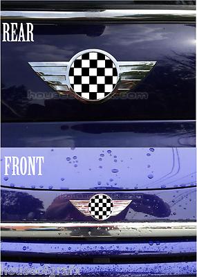2002-2007 Mini Cooper & S model Front & Rear Badge Emblem Checkered ...