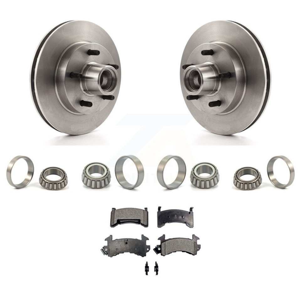 Front Brake Hub Rotor Inner & Outer Race Bearing Set Pad Kit For ...