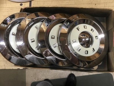 1955-1960 Ford Thunderbird Fairlane Galaxie 10.5" Dog Dish Hub Caps ...