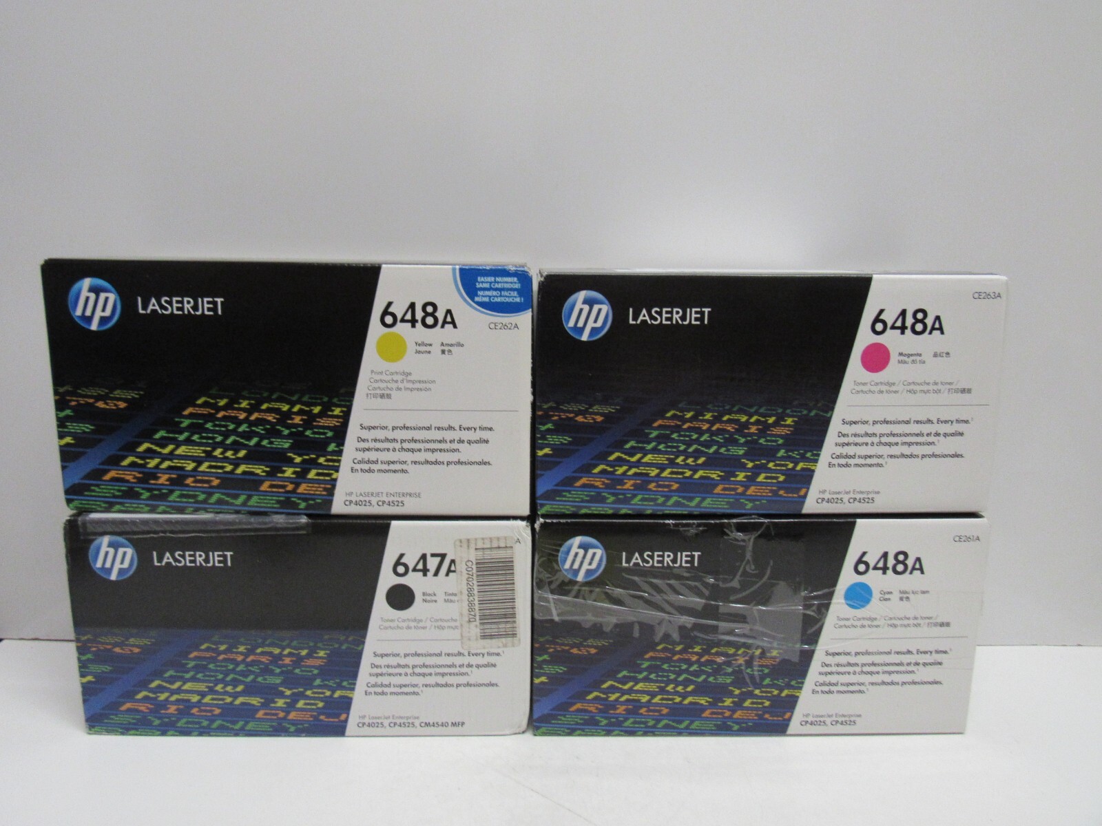 LOT OF 4! GENUINE HP CE260A/CE261A/CE262A/CE263A (647A/648A) TONER ...