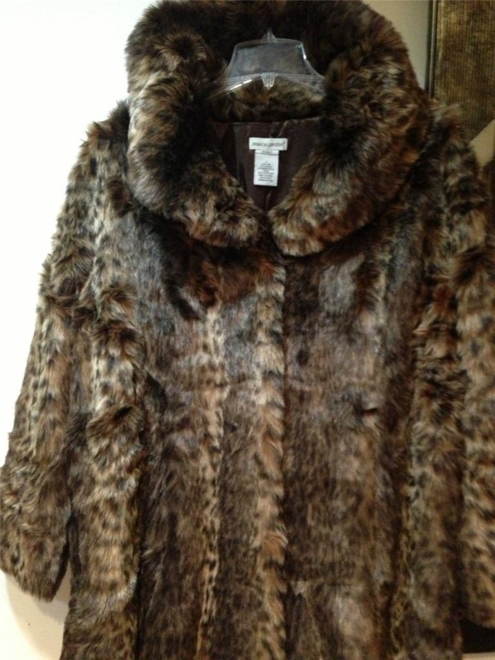 Women's Winter Outerwear Xmas Church Animal print faux Fur jacket coat ...