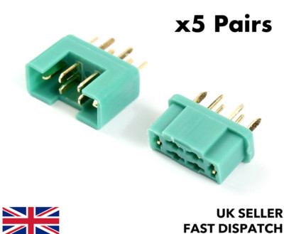 5 x Multiplex MPX M6 Male & Female Plugs/Connectors/Socket for RC Lipo ...
