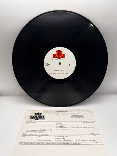 Rush NBC Radio The Source Rush Profile Feb 25-27 1983 w/sheet 3xLP ...