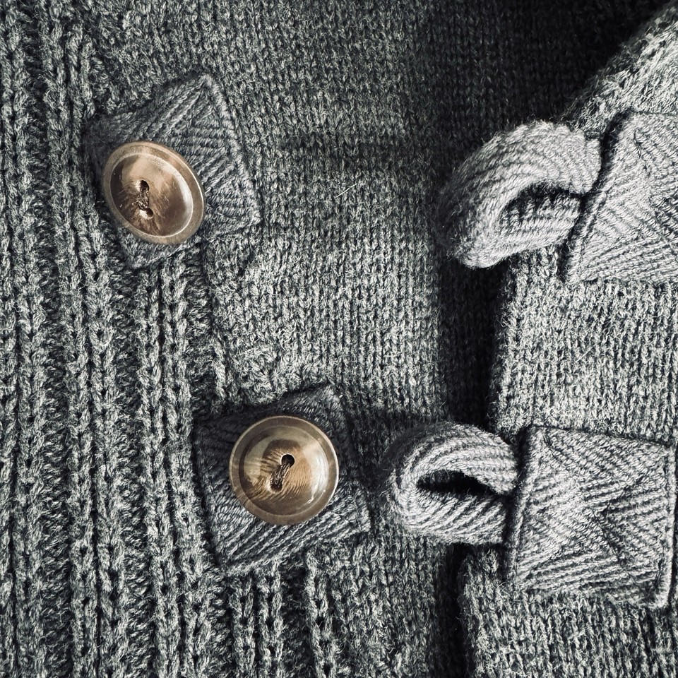 Duluth Trading Wool Blend Cable Brigadier Sweater Mens 2XL T Gray Shawl ...