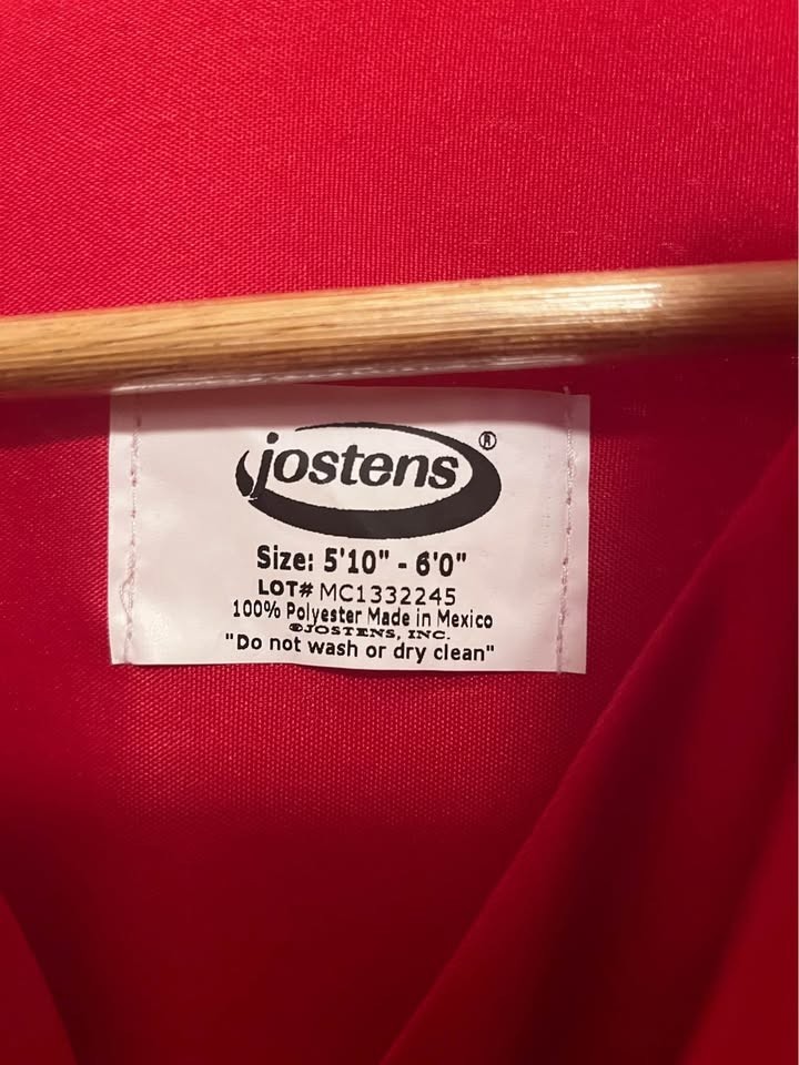 Josten’s brand red graduation cap and gown Size 5’10”-6 | eBay