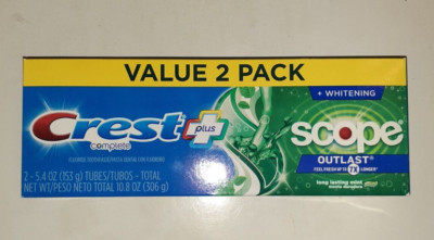 Crest Plus Complete Scope Outlast Whitening Toothpaste, 5.4 oz each 2 ...