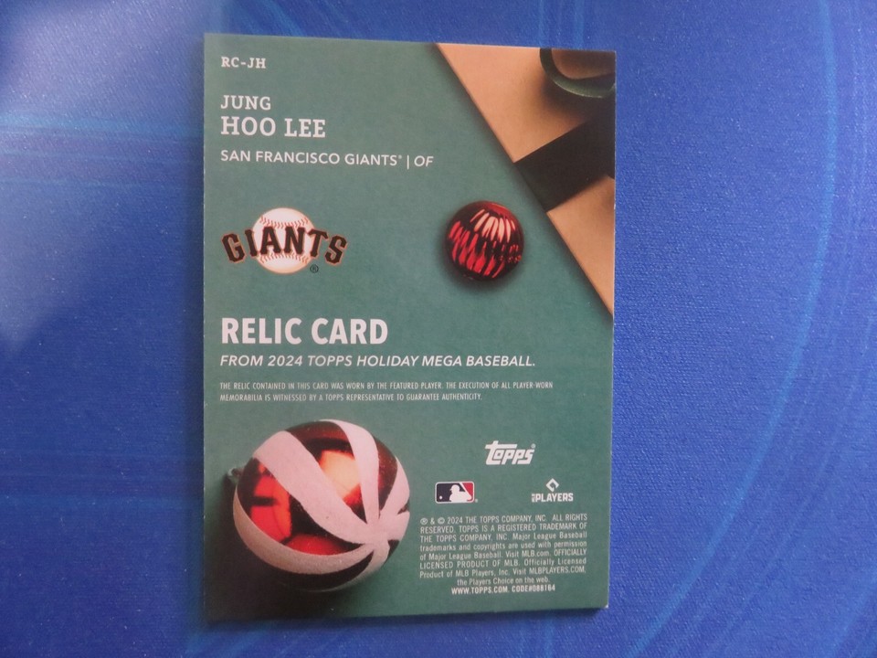2024 Topps Holiday JUNG HOO LEE Relic Card RC-JH Giants RC | eBay