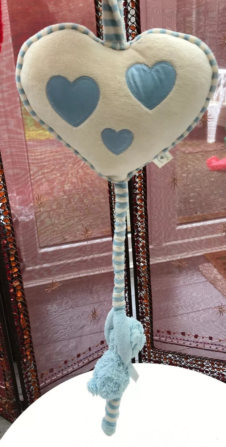 TOYS R US SNUGGLE CHUMS BLUE CREAM BEAR HEART PULL STRING MUSICAL BABY ...
