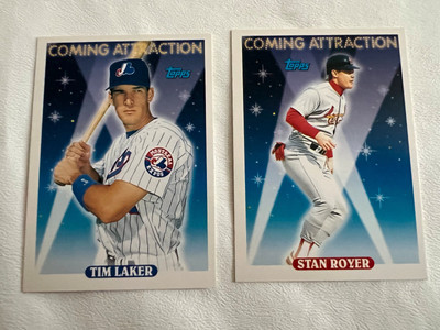 (2) 1993 TOPPS COMING ATTRACTIONS STAN ROYER # 820-TIM LAKER #816 ...