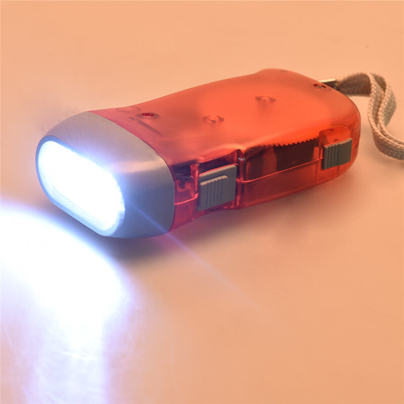 3-LEDs Flashlight Hand Pressing Camping Light Dynamo Crank Power Wind ...