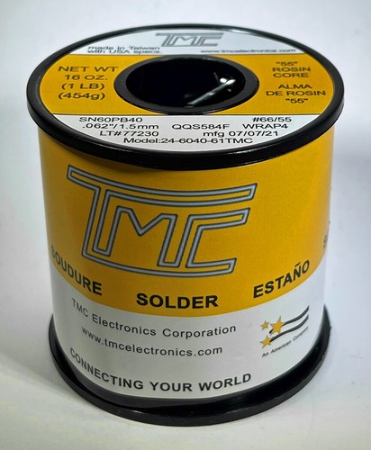 60/40 Solder Wire Sn60 Pb40 0.061" / 1.5mm, 2.2% Rosin Core 1 LBS TMC ...