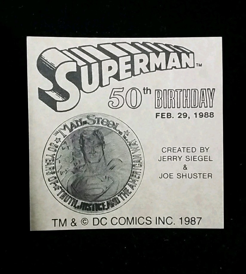 1988 SUPERMAN DC Comics 50th Birthday- The Man of Steel-1oz 999 FINE ...