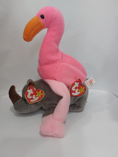 Ty Beanie Babies Lot of 2 Spike Rino & Pinky Stuffed Animal Toy Soft ...