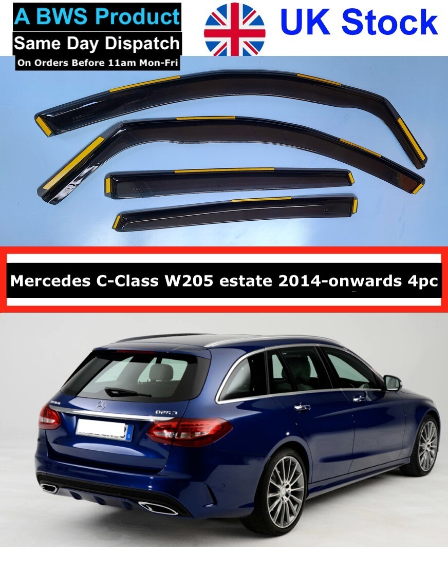 Wind Deflectors for Mercedes C-Class W205 2014-21 5-Door Estate 4-pcs ...